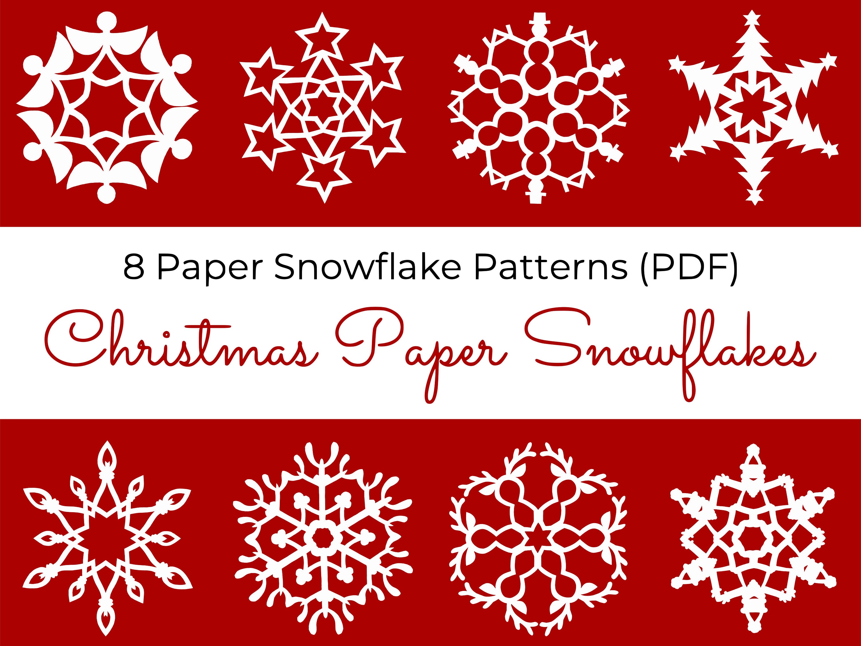 8 Christmas Paper Snowflake Patterns PDF (digital Download) - Paper ...