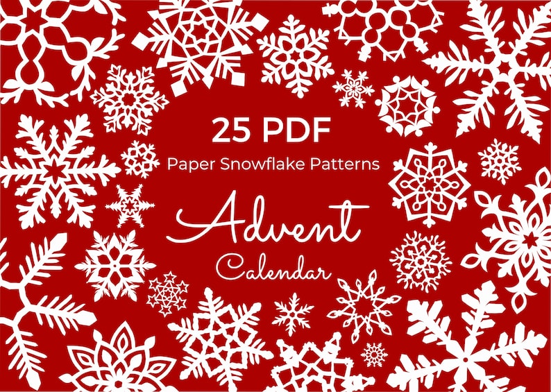 25 Paper Snowflake Patterns PDF: Christmas Advent Calendar (digital ...