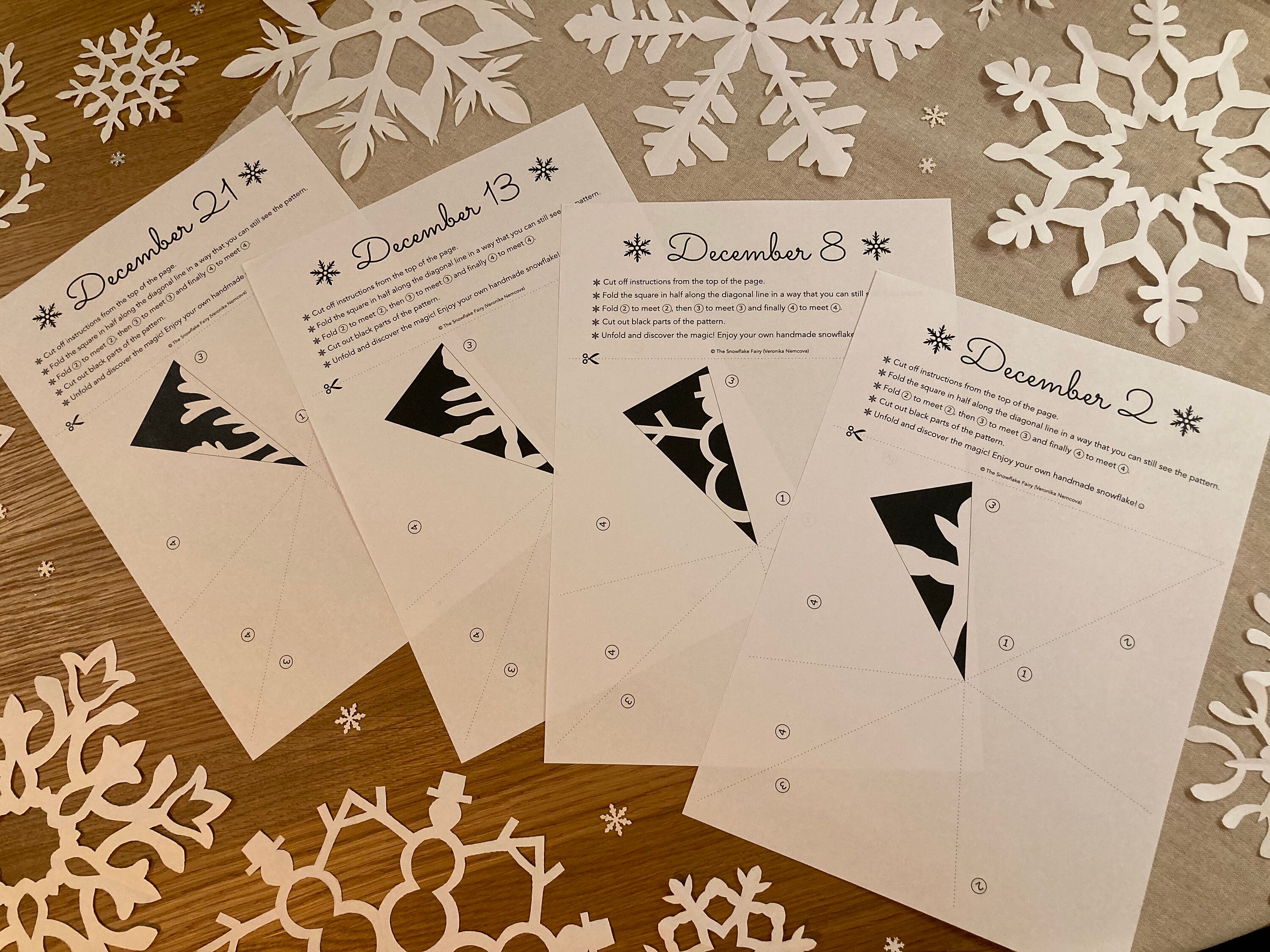 25 Paper Snowflake Patterns PDF: Christmas Advent Calendar (digital ...