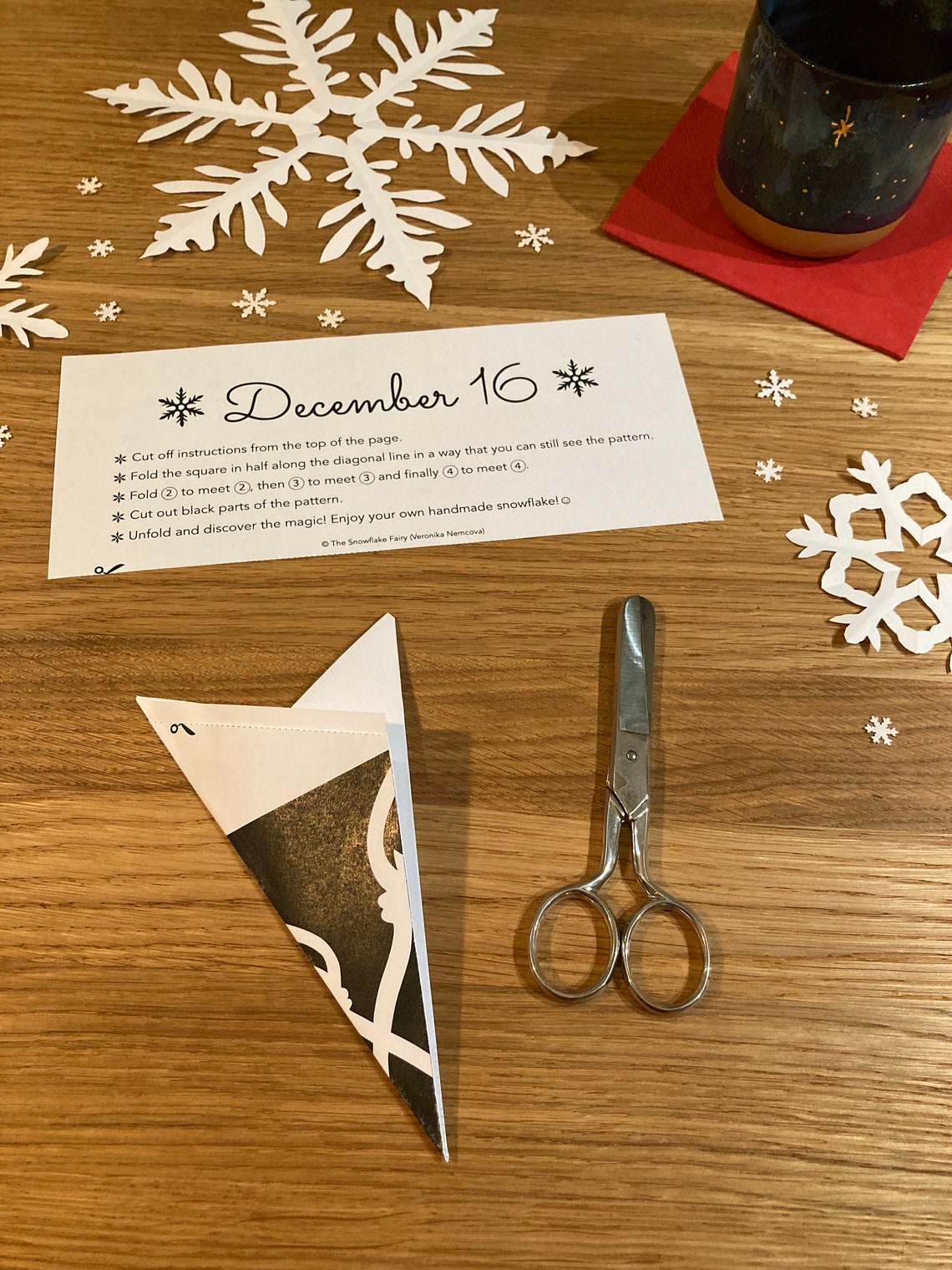 25 Paper Snowflake Patterns PDF: Christmas Advent Calendar digital ...