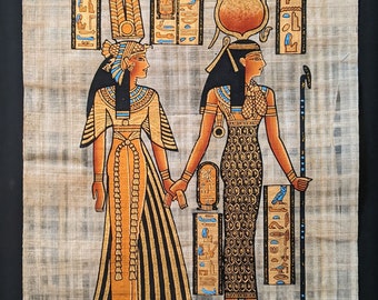 Vintage Ancient Egyptian Kings Papyrus Paper Painting Cleopatra Isis ...