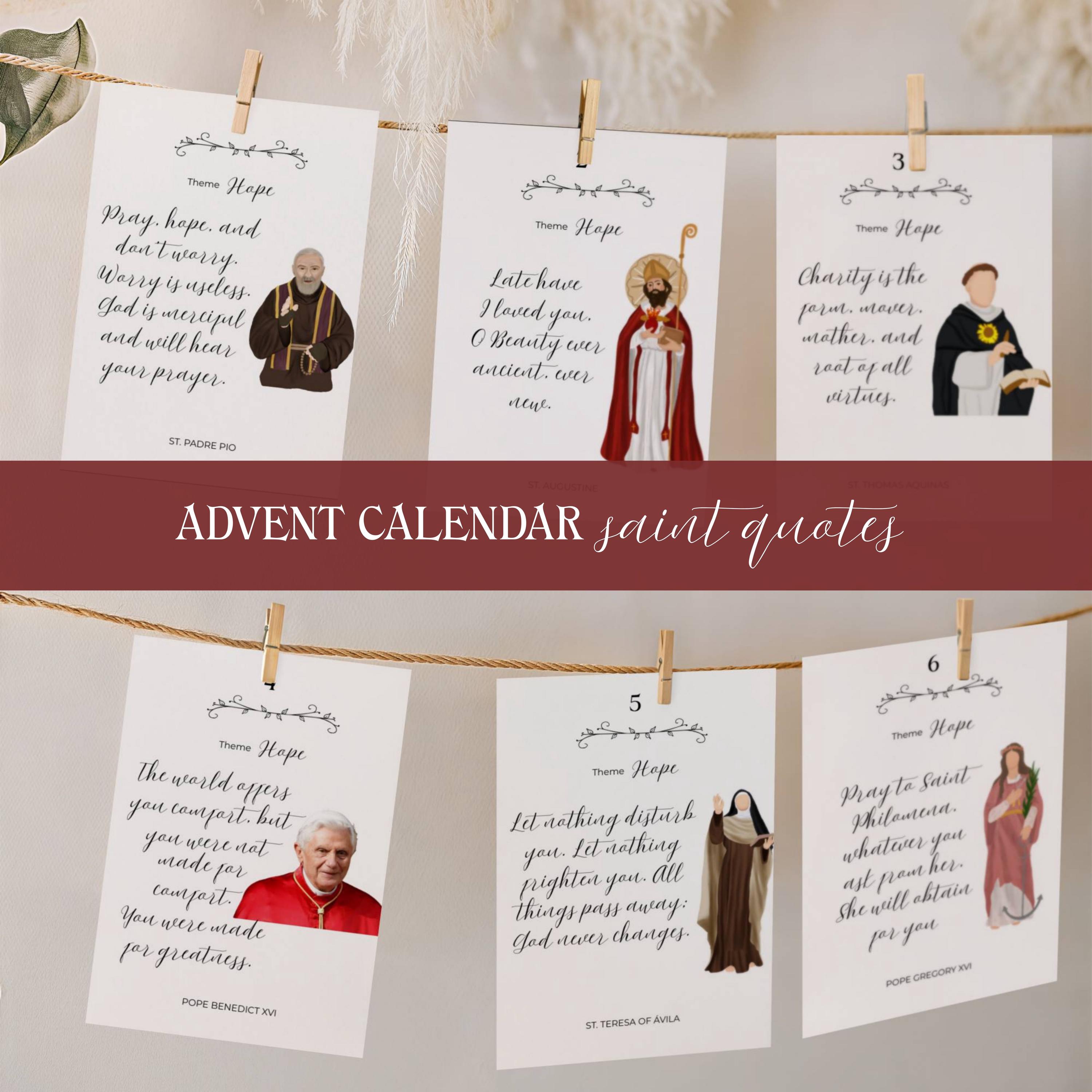 Catholic Saint Quotes Advent Calendar: Inspirational Daily Cards ...