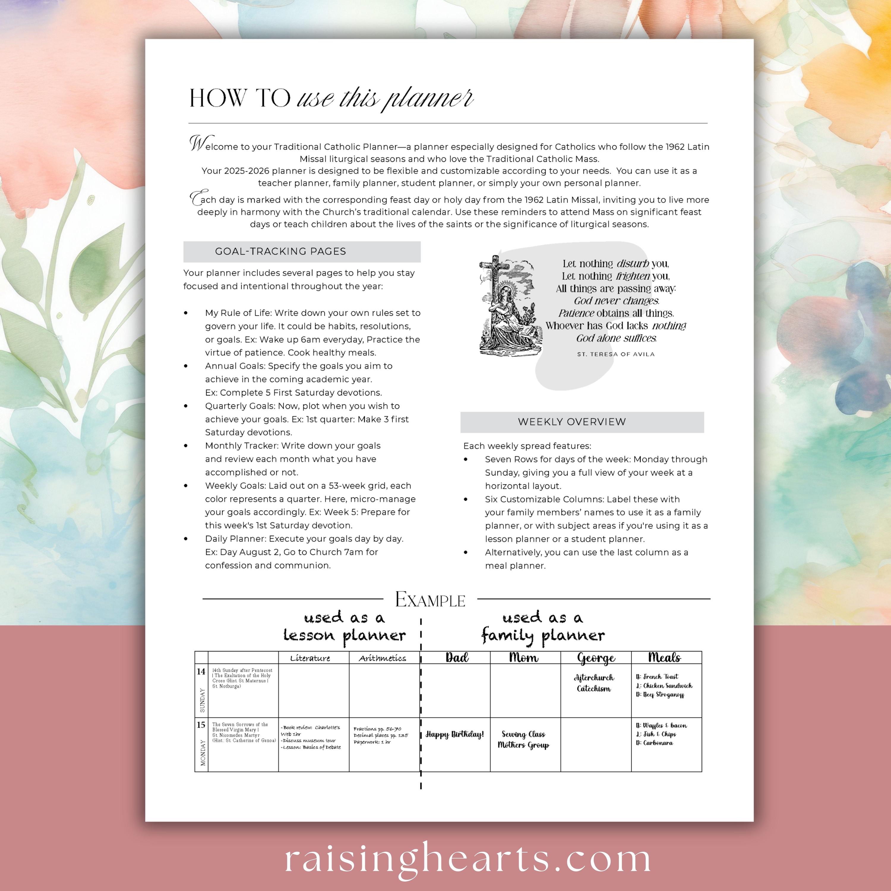 Traditional Catholic Planner 2025-2026: Latin Missal Feasts ...