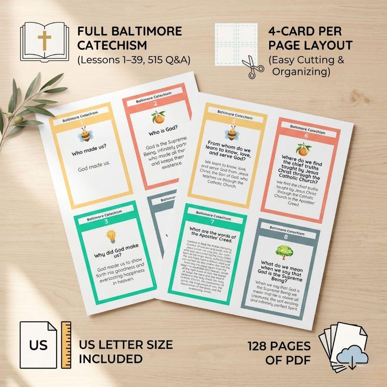 Baltimore Catechism Flashcards, Lessons 1-39, 515 Q&A (digital Download ...