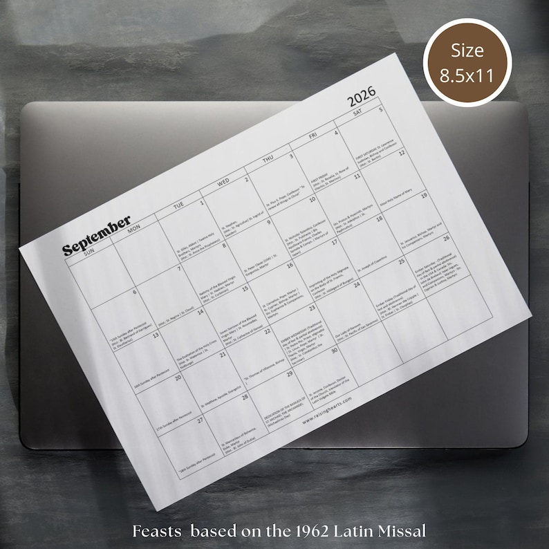 2026 Traditional Catholic Calendar: Latin Mass Feasts (letter Size PDF ...