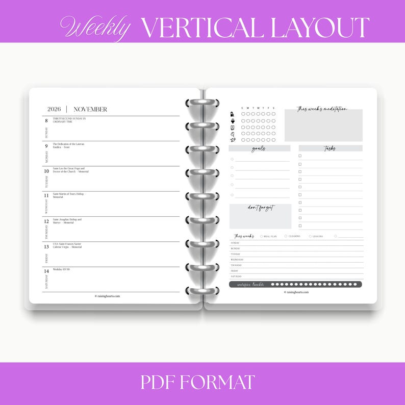 2026 Catholic Planner: USCCB Feast Days, Minimalist Horizontal Layout ...