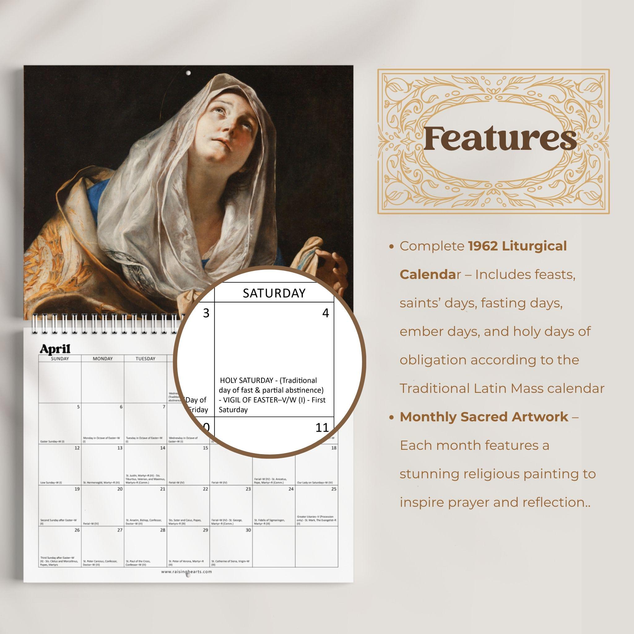2026 Traditional Catholic Wall Calendar – Feasts From the 1962 Latin ...