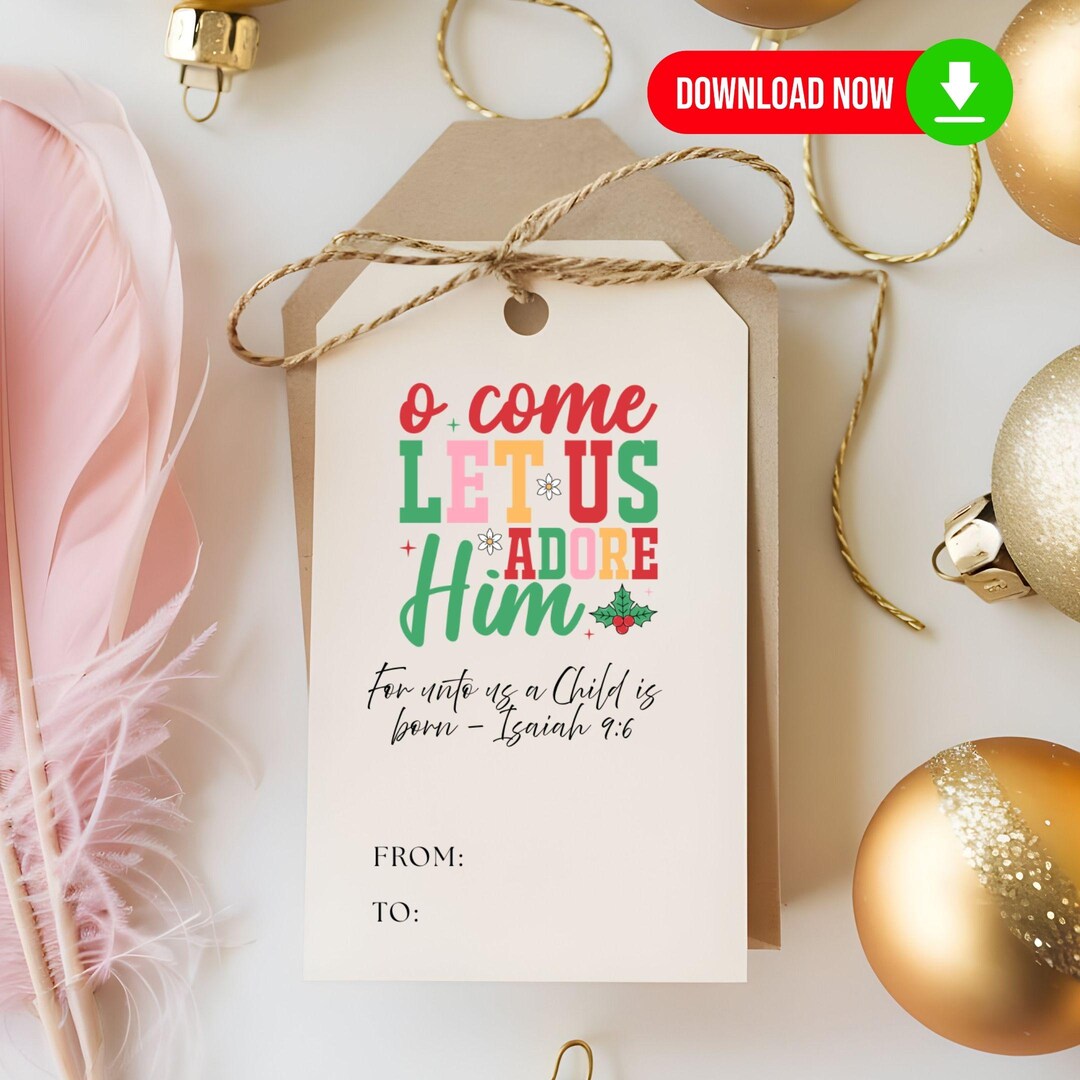Retro 70s Christmas Gift Tags, Printable Holiday Wrapping (digital ...