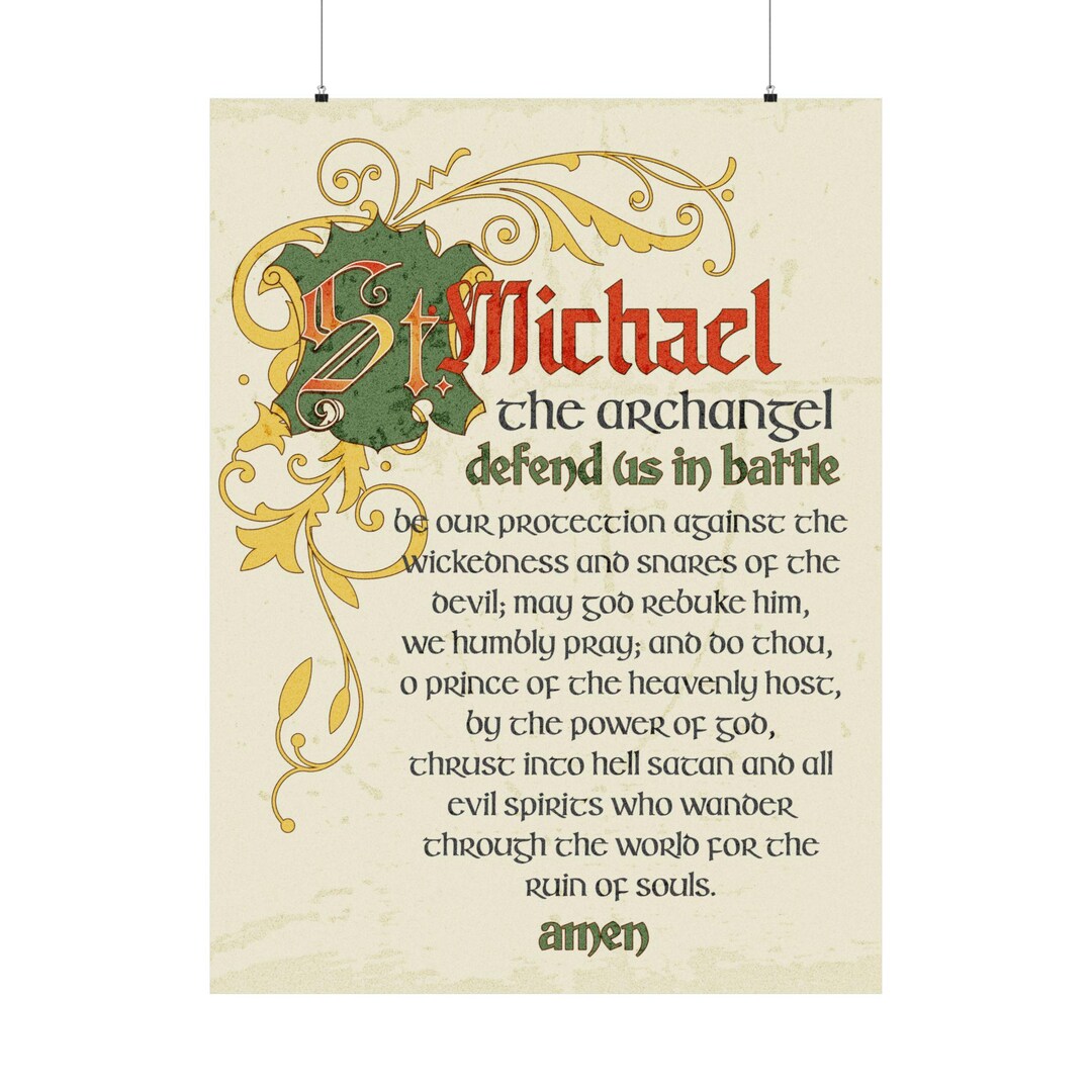 Prayer to Saint Michael Archangel Vertical Poster, Matte Wall Art ...