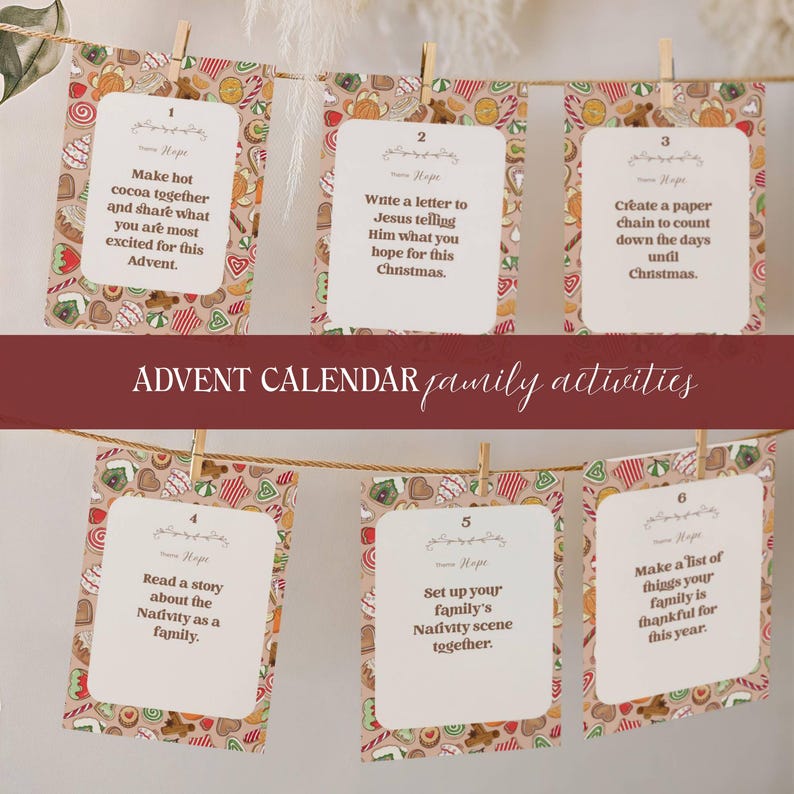 Printable Christmas Advent Calendar: 24 Family Activity Cards (digital ...