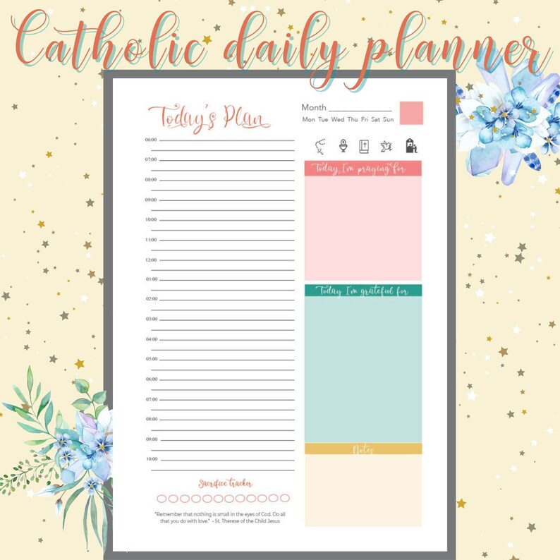 Catholic Daily Planner // Today's Plan Printable with | Etsy