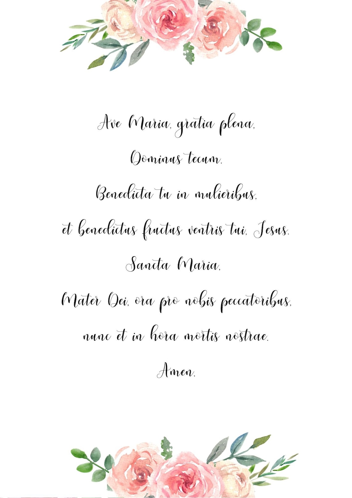 Ave Maria hail Mary Latin Prayer Printable - Etsy