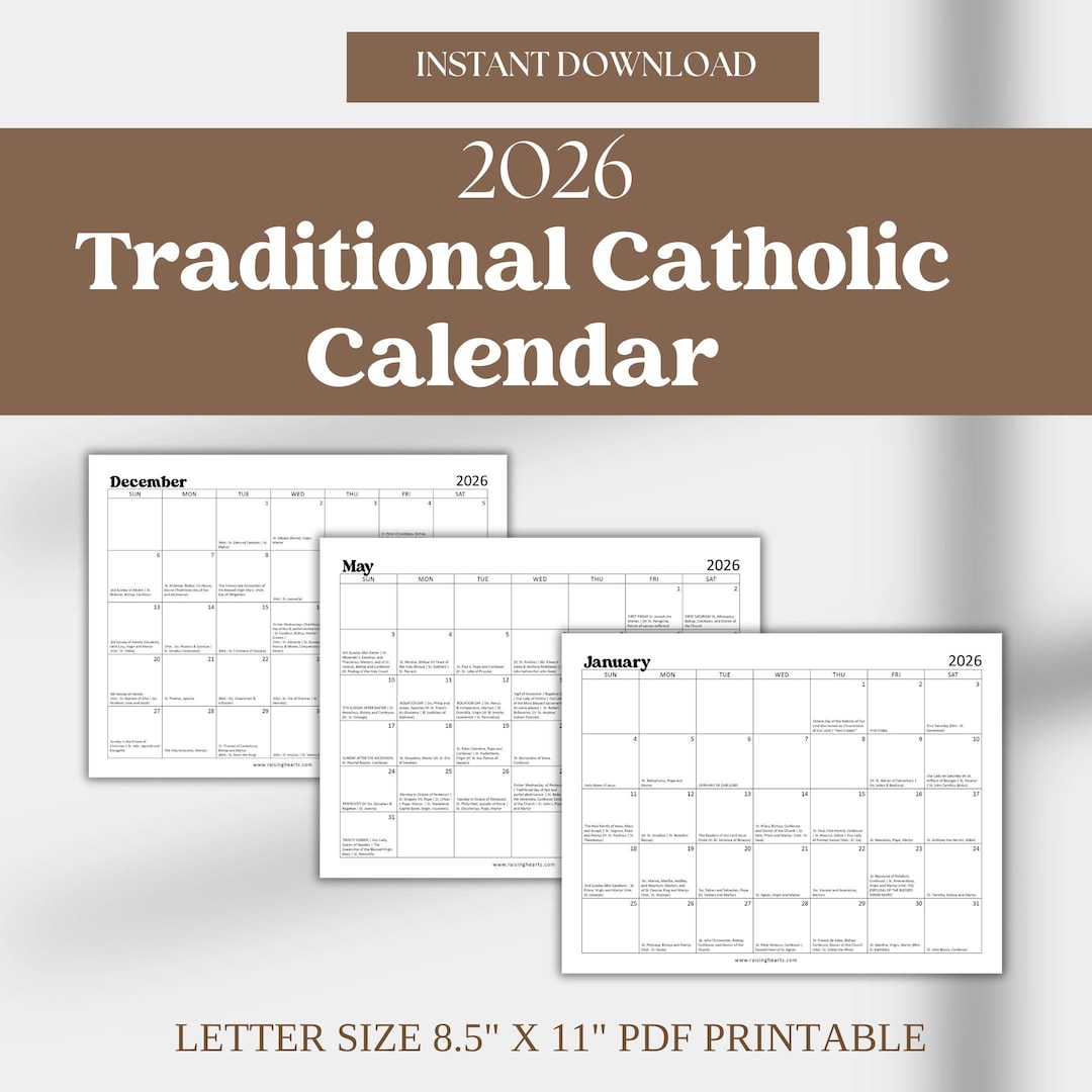 2026 Traditional Catholic Calendar: Latin Mass Feasts (letter Size PDF ...