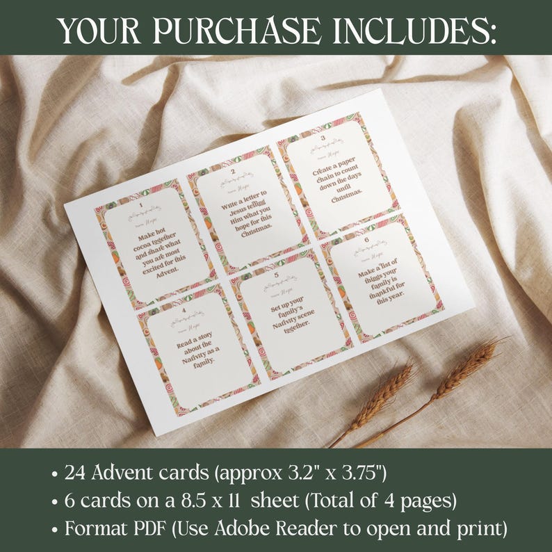 Printable Christmas Advent Calendar: 24 Family Activity Cards (digital ...