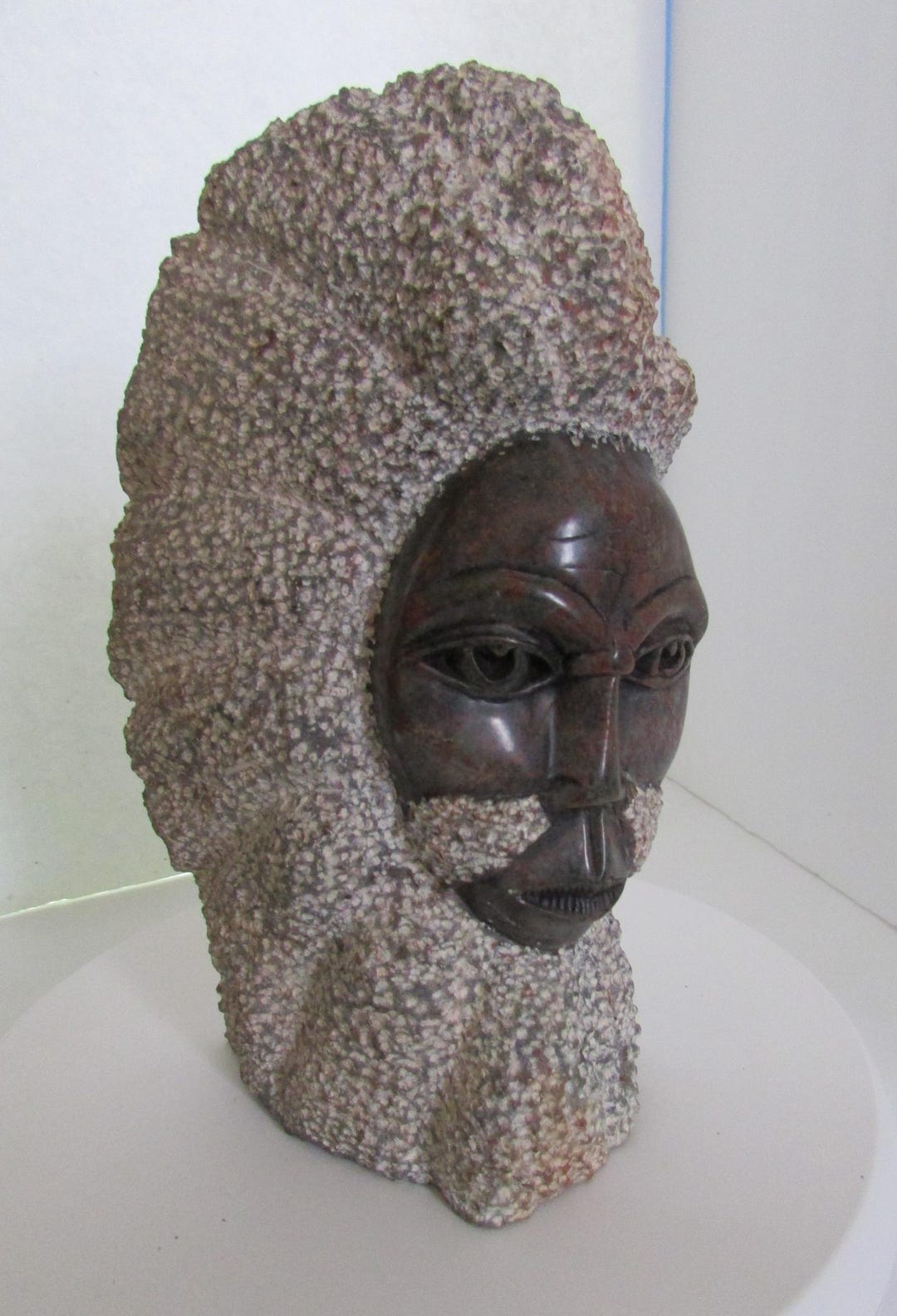 Signed Shona Zimbabwe Stone Sculpture ~ “old Man” Bust ~ African Art ...