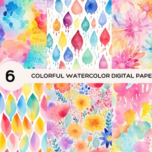 Beautiful Colorful Rainbow Watercolor Repeating Seamless Digital Papers ...