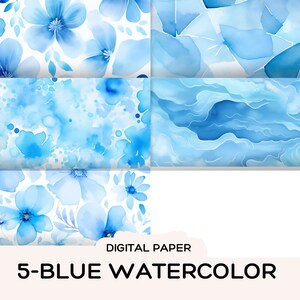 Beautiful Watercolor Blue Seamless Digital Papers X5 - Etsy