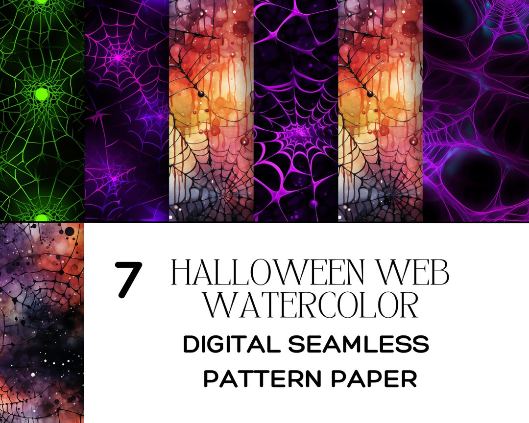Halloween Watercolor Spiderwebs, Gorgeous Repeating Pattern Digital ...