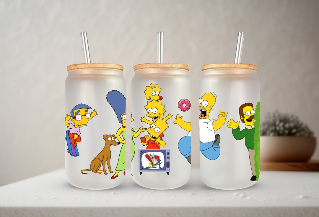 DIGITAL* Simpson Version 2, Cartoon Tumbler Libbey PNG, 16oz Glass Can ...
