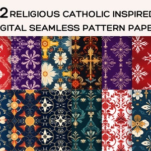 Beautiful Holy Religious Inspired Christian Catholic Seamless Pattern ...