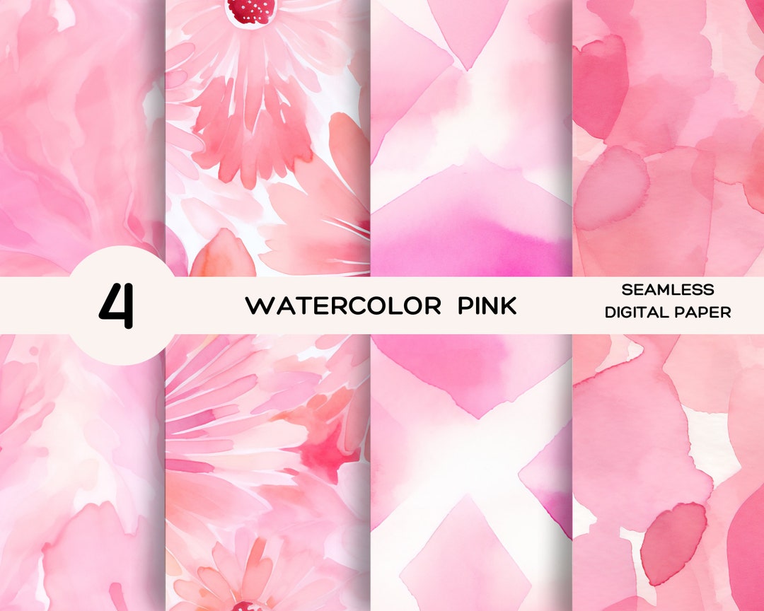 Beautiful Watercolor Pink Seamless Digital Papers X4 - Etsy