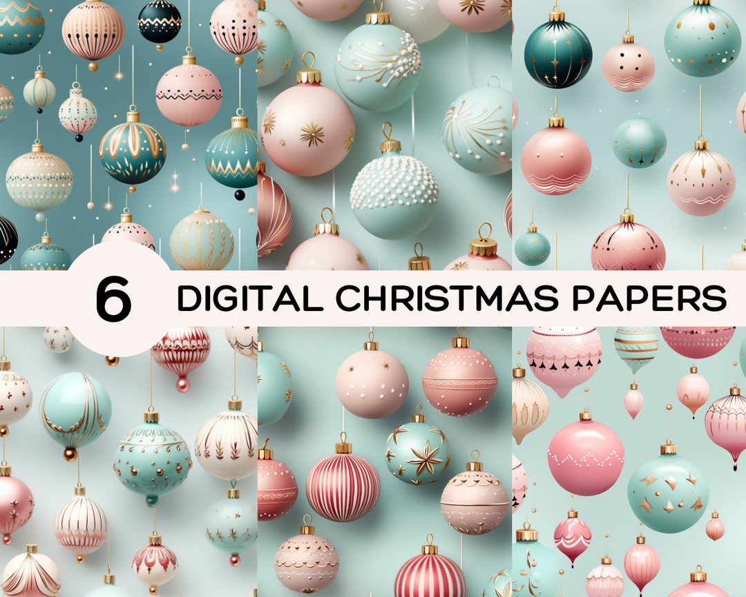 Pastel Christmas Bauble Ornament Digital Papers X 6 - Etsy