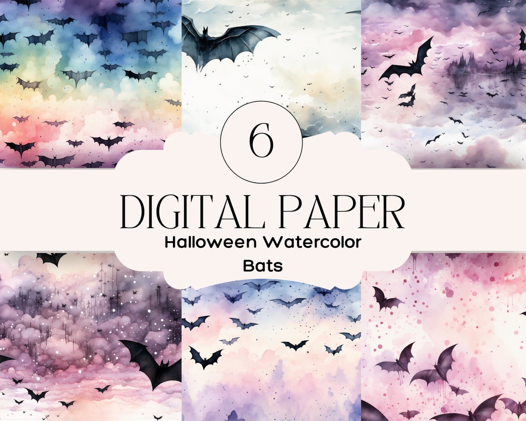 Halloween Bats Watercolor Digital Papers X 6 - Etsy