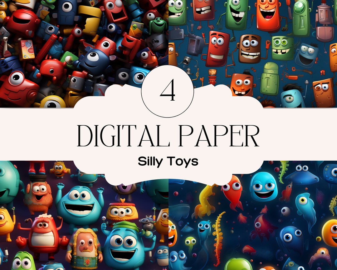 Pixar Inspired Toy Monster Repeating Seamless Digital Papers X 4 - Etsy