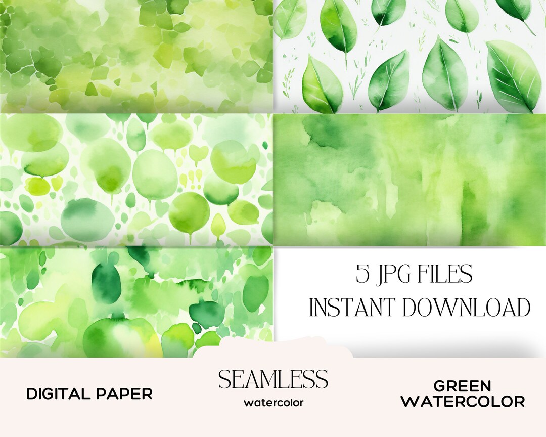 Beautiful Watercolor Green Seamless Digital Papers X 5 - Etsy