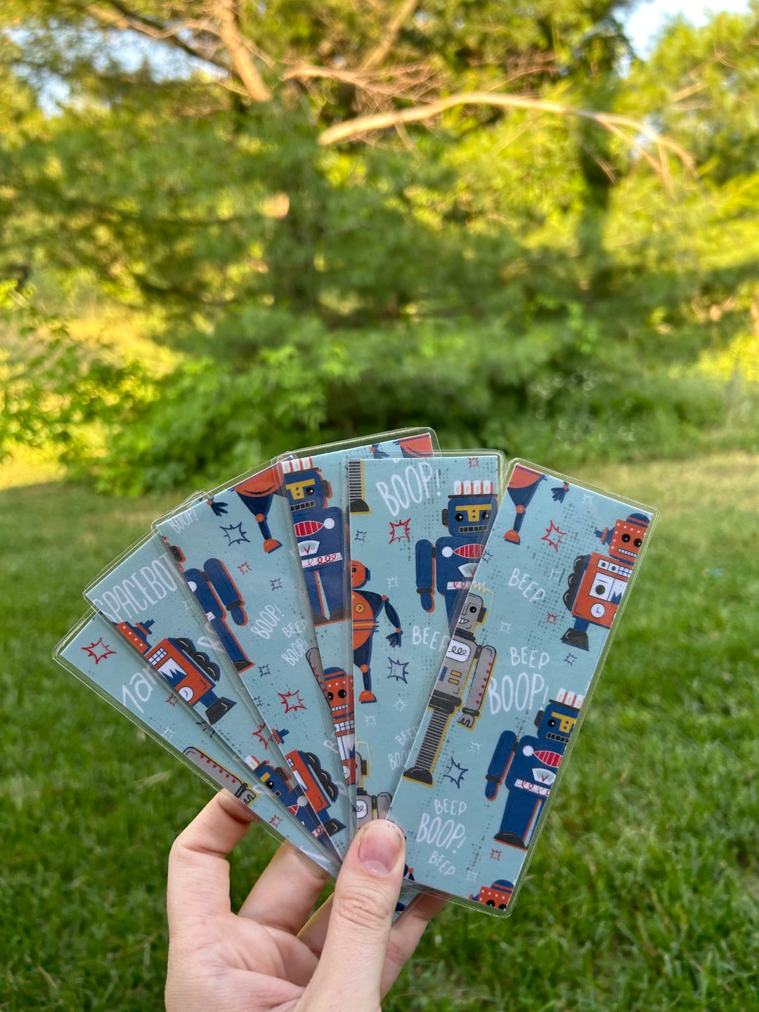 Laminated Robot Patterned Bookmarks - Etsy