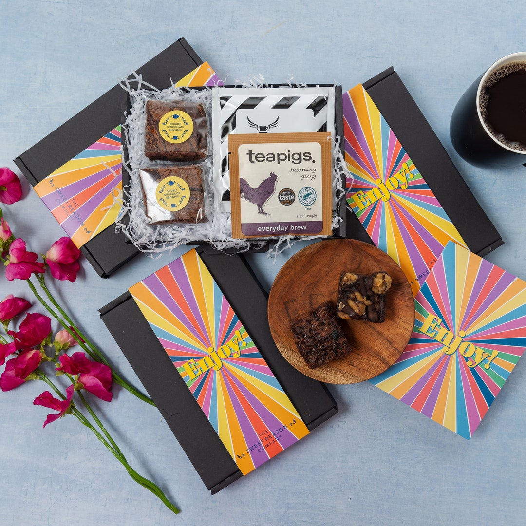 Enjoy' Double Chocolate Brownies, Coffee and Tea Letterbox - Etsy