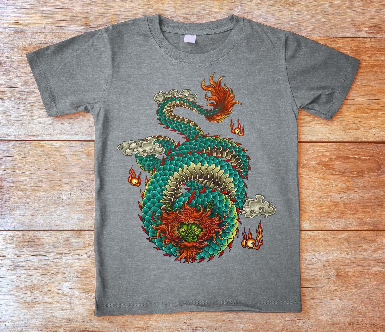 Camisa De Dragón Chino Camiseta Vintage Retro Oriental Etsy