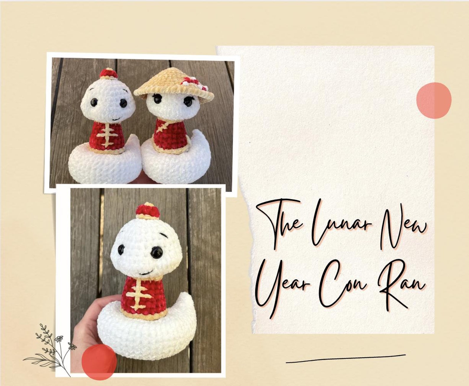 Lunar New Year Con Ran Crochet Pattern, Snake, Amigurumi Pattern ...