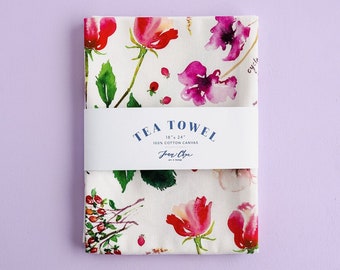 Kitchen Tea Towel Set of 6. Floral Tea Towel. Botanical Tea Towel ...
