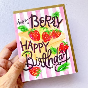Berry Birthday Card. Happy Birthday Card. Strawberry Art. Birthday ...