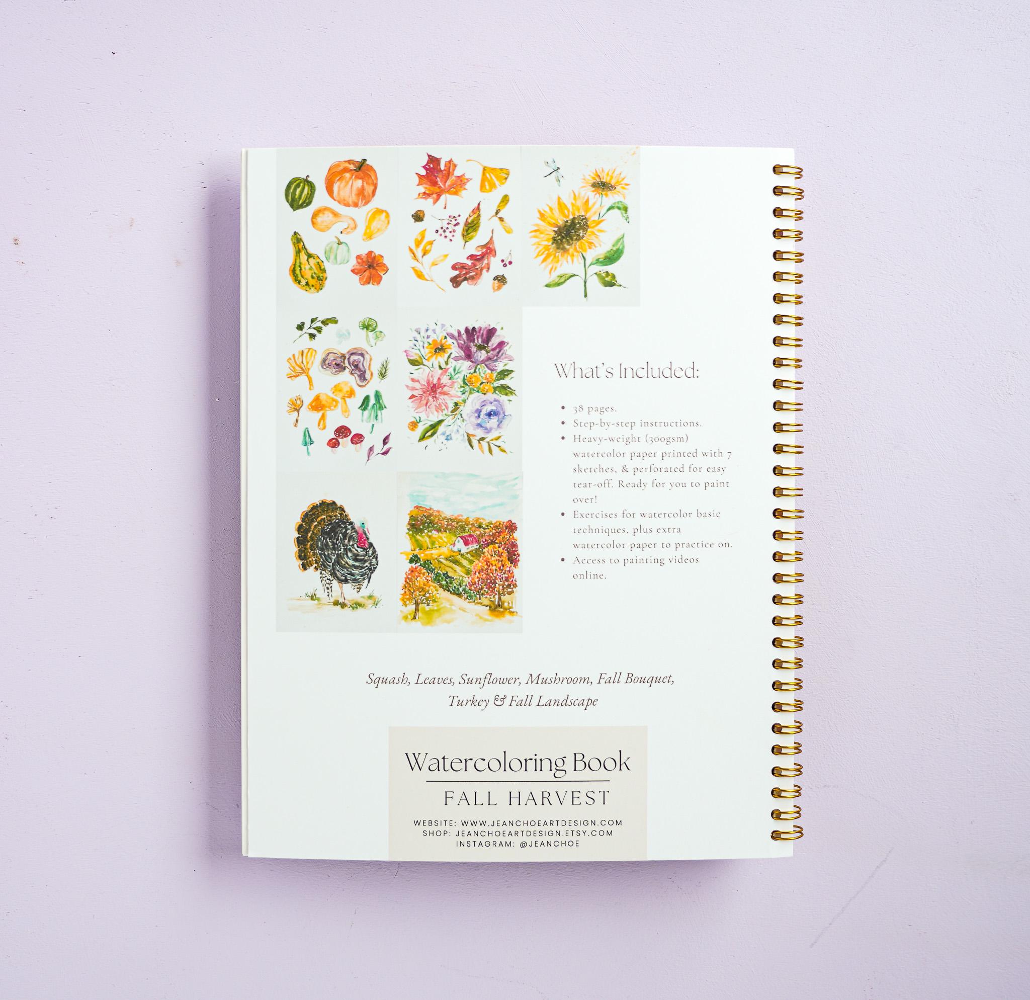 Fall Watercoloring Book: Pre-outlined Coloring Pages & Easy ...