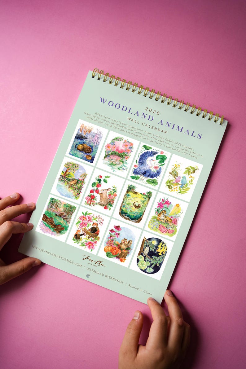 2026 Wall Calendar: Woodland Animals, 8x11" Monthly Art Print Calendar ...