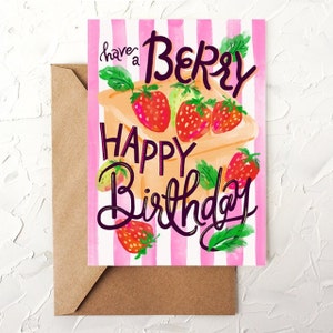 Berry Birthday Card. Happy Birthday Card. Strawberry Art. Birthday ...