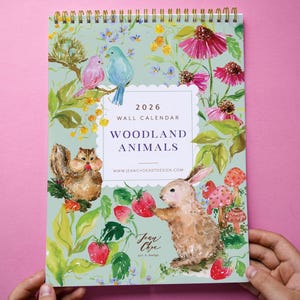 2026 Wall Calendar: Woodland Animals, 8x11" Monthly Art Print Calendar ...