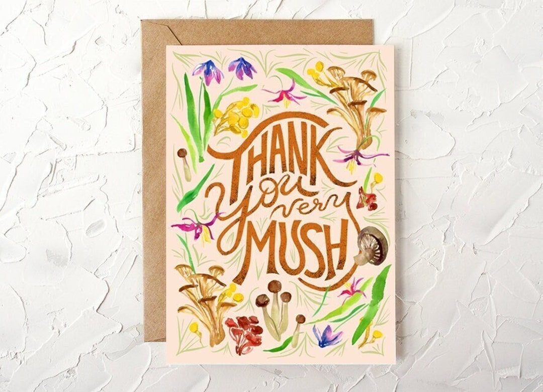 Mushroom Thank You Card. Thank You Very Mush. Funny Cards. Mushroom Art ...