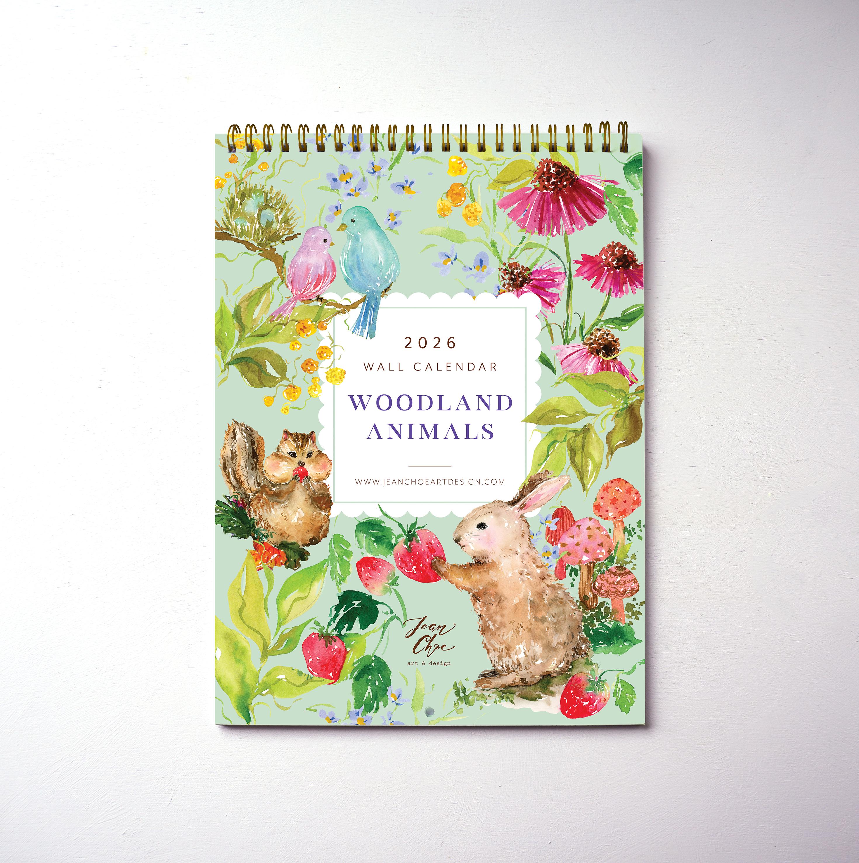 2026 Wall Calendar: Woodland Animals, 8x11" Monthly Art Print Calendar ...