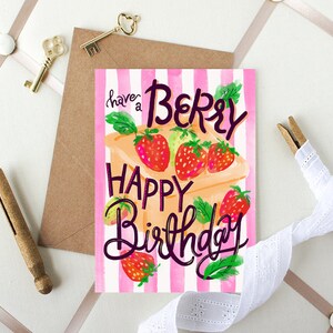 Berry Birthday Card. Happy Birthday Card. Strawberry Art. Birthday ...