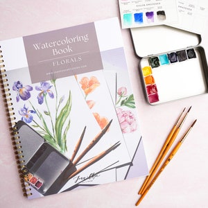 Watercoloring Book: Outlined Coloring Pages of Flowers. Watercolor ...