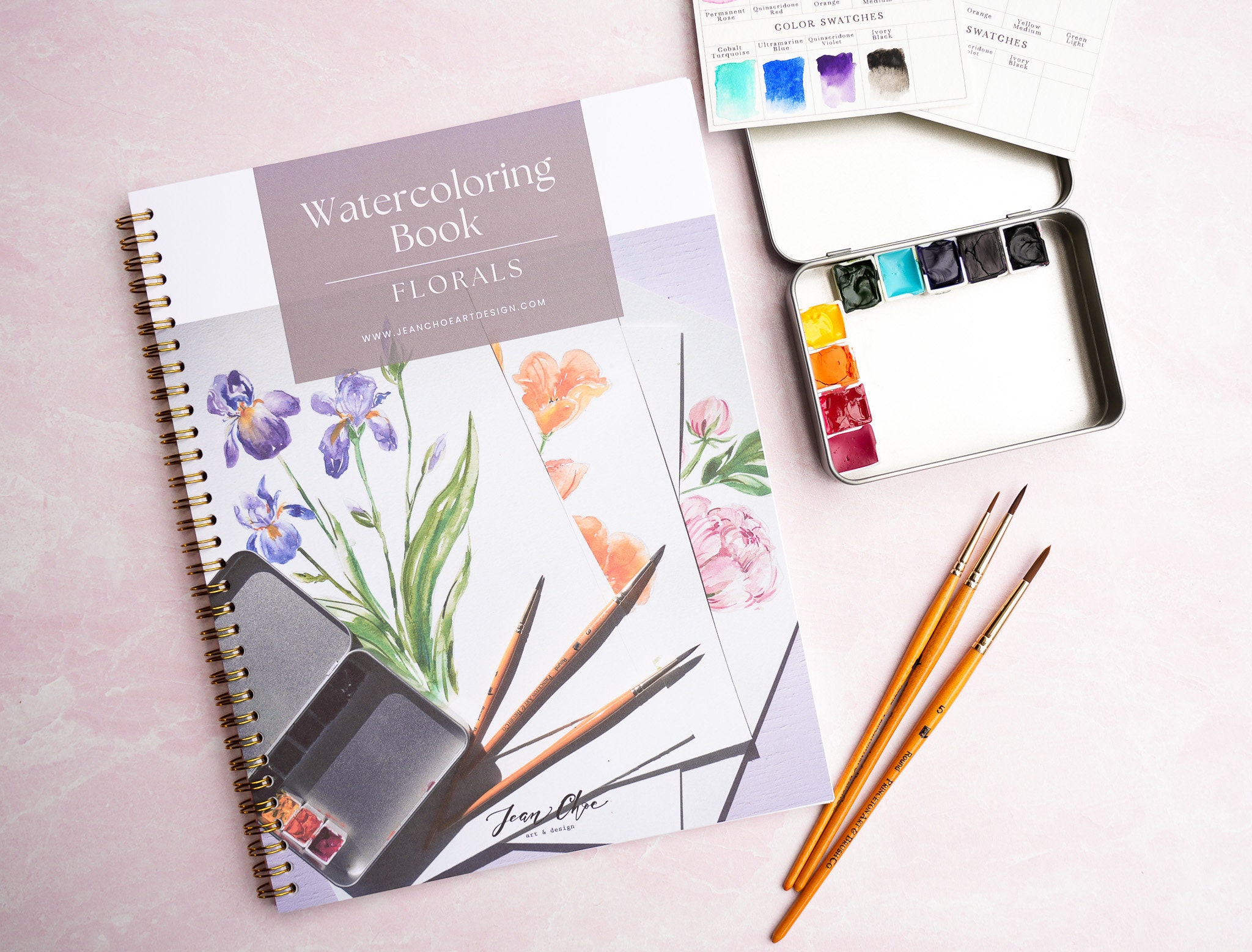 Watercoloring Book: Outlined Coloring Pages of Flowers. Watercolor ...