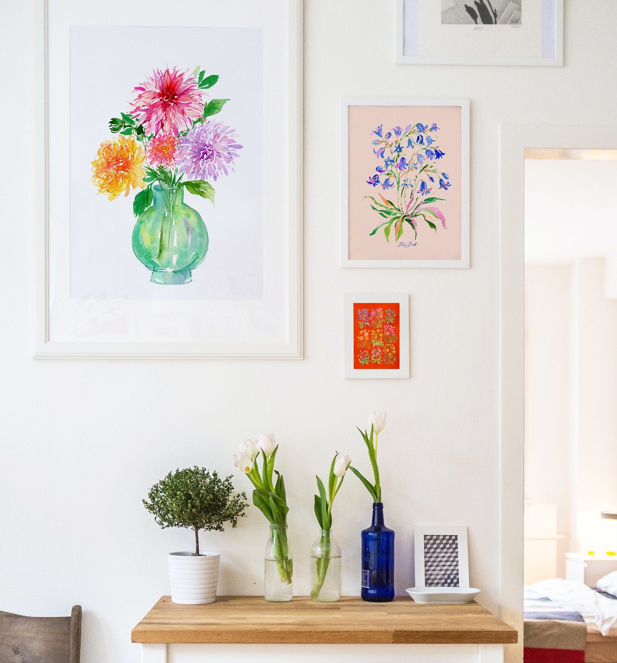 Dahlia Watercolor Art Print. Dalia Wall Art. Dahlia Painting. Dahlia ...