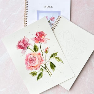 Watercoloring Book: Outlined Coloring Pages of Flowers. Watercolor ...