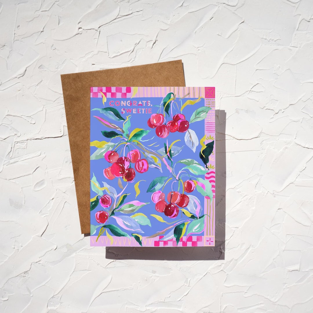 Congrats Sweetie Cherries Card. Congratulations Card. Graduation Card ...