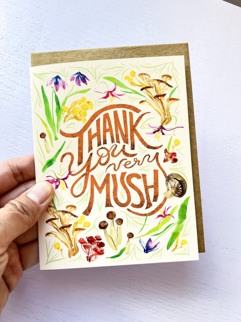Mushroom Thank You Card. Thank You Very Mush. Funny Cards. Mushroom Art ...