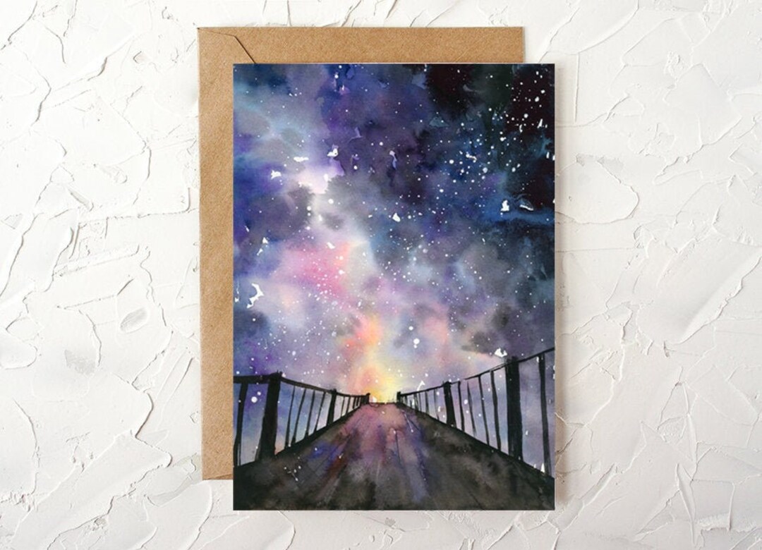 Galaxy Greeting Card: Into the Night II. Milky Way. Night Sky Card for ...