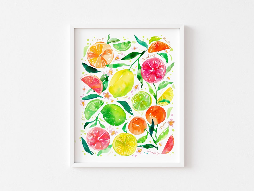 Citrus Party Art Print. Citrus Art Print. Watercolor Citrus Print ...